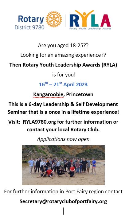 RYLA 2023 | Rotary Club of Port Fairy